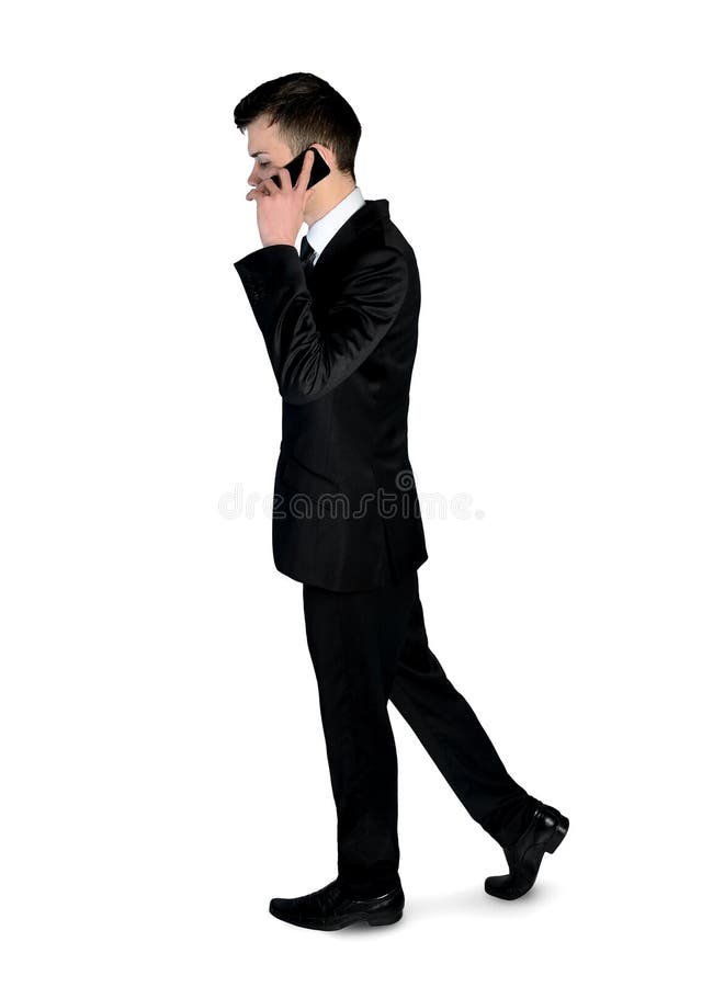 Business Man Walk with Phone Stock Photo - Image of confident, business ...
