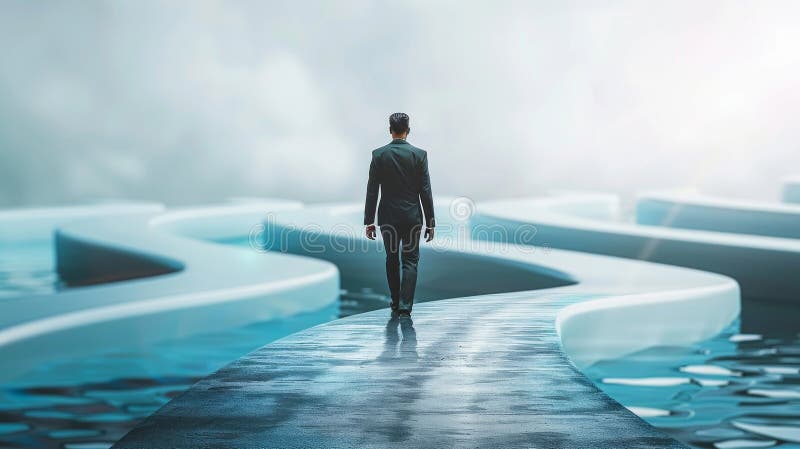Business Man Walking through Career Path Stock Photo - Image of freedom ...
