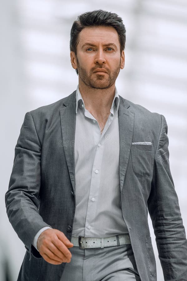 Business Man Walking in the Business Center Stock Photo - Image of ...