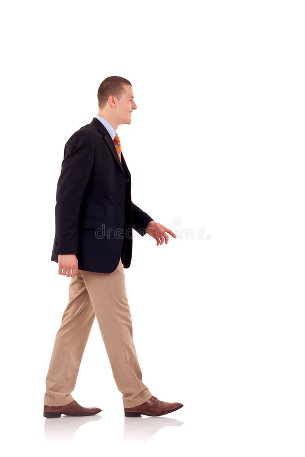 Business Man Walking Forward Stock Photo - Image of copy, holding: 16433254