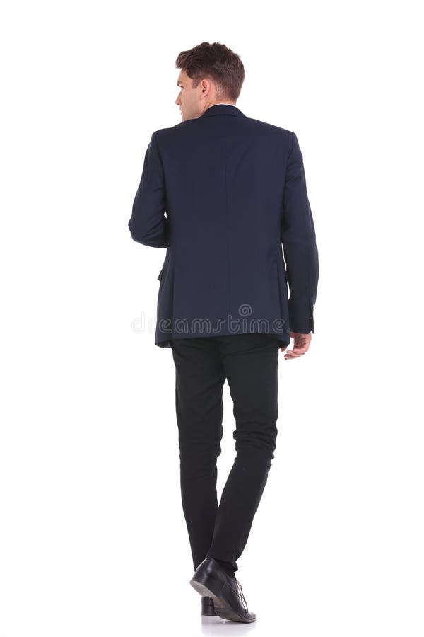 Back View of a Young Fashion Man Walking Stock Photo - Image of side ...