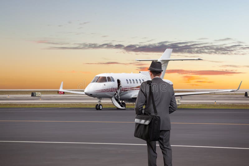 Business Man Walking Toward a Private Jet Stock Photo - Image of people ...
