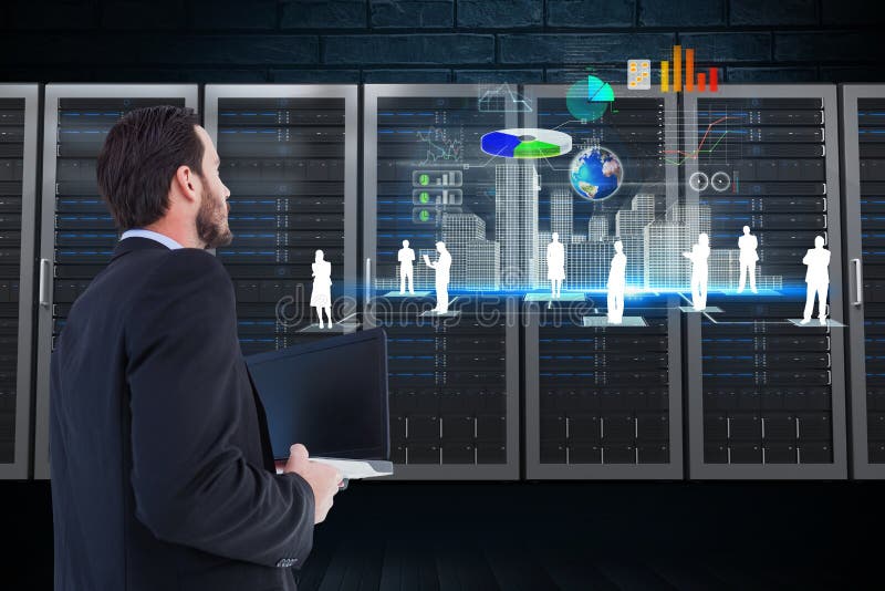 A Business Man Wearing a Black Suit is Analyzing Graphics and Data ...