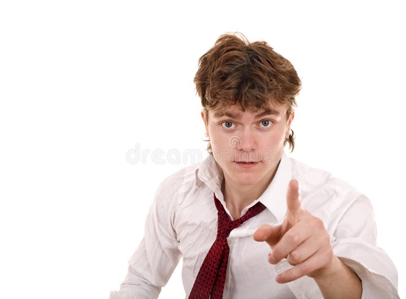 Business Man in White Shirt - Hand Pointing. Stock Image - Image of ...