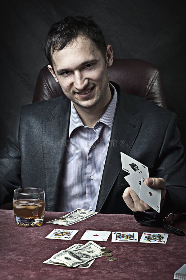 Business Man Winner Playing Poker Stock Photo - Image of money ...