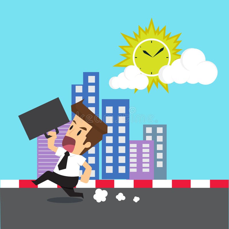 Business Man Woke Up Late, Late for Work Stock Vector - Illustration of ...