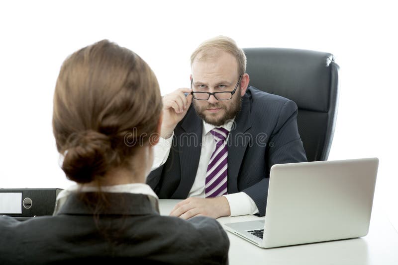 Nervous Man in a Job Interview Stock Image - Image of insecurity, girl ...
