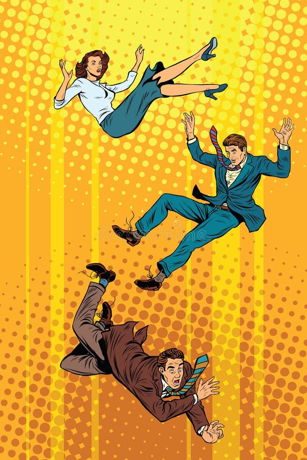 Business Man and Woman Falling Down Stock Vector - Illustration of ...