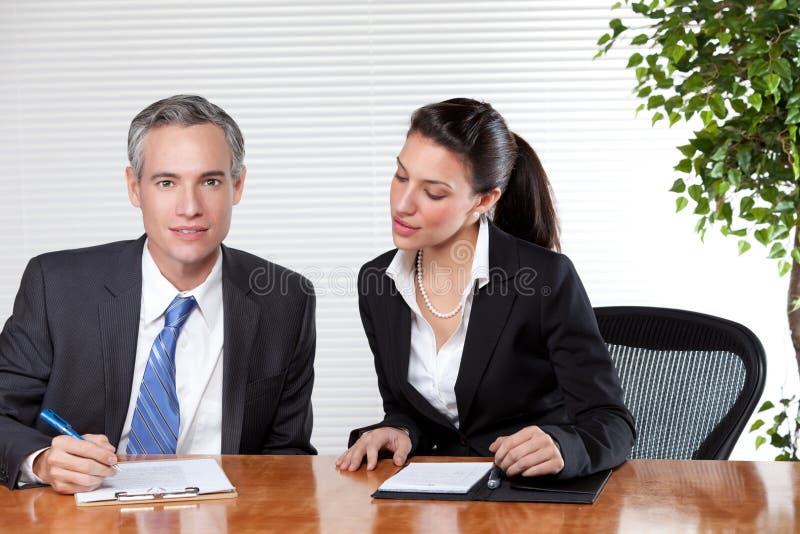 Business Man and Woman Working Together Stock Image - Image of happy ...
