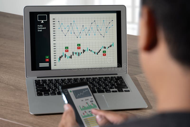 Business Man Work Chart Schedule or Planning Financial Report Data ...