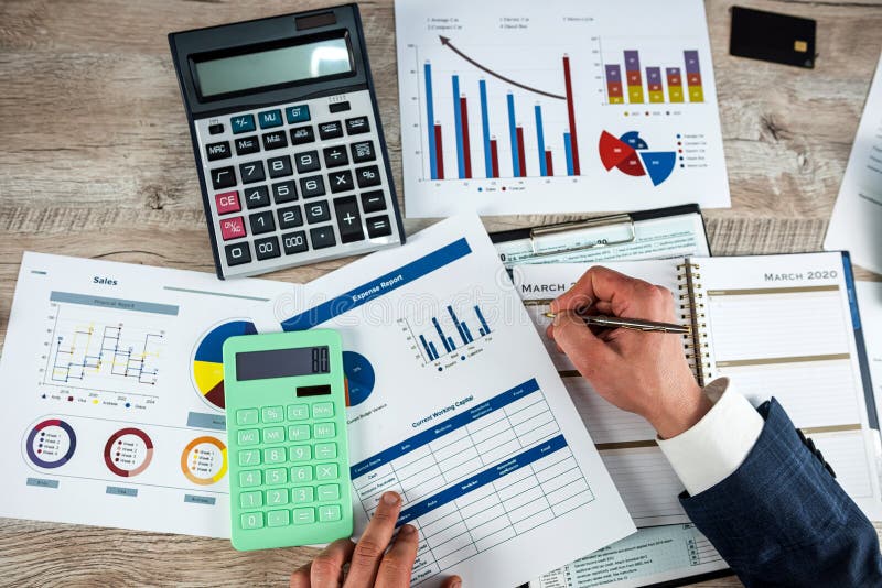 Business Man Work with Charts and Graphs Showing the Results Stock ...