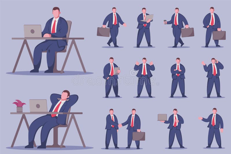 Business Man at Work. Business People Set Stock Vector - Illustration ...