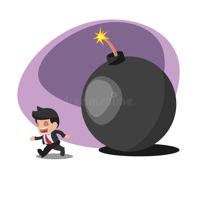 Business Man Worker Run Away Bomb Vector Stock Vector - Illustration of ...