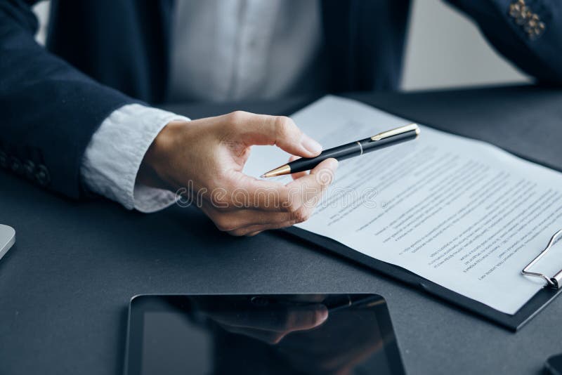 Business Man Working Behind Documents, on Table Tablet Stock Photo ...