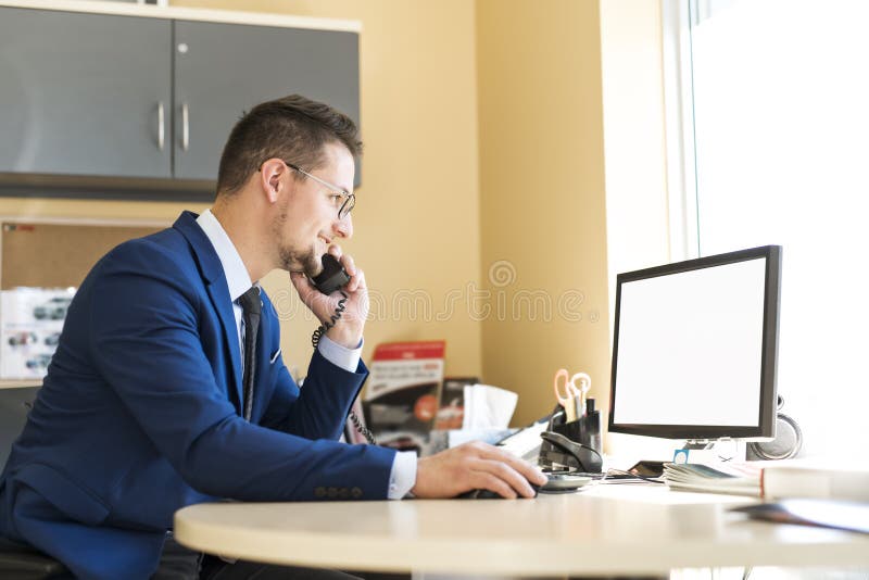 Business Man Working at a Car Dealer Smiling Stock Photo - Image of ...