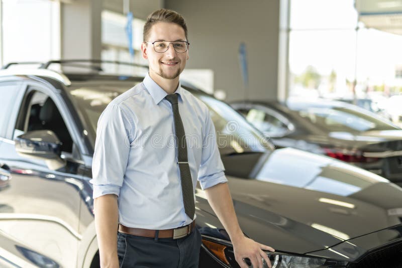 Business Man Working at a Car Dealer Smiling Stock Photo - Image of ...