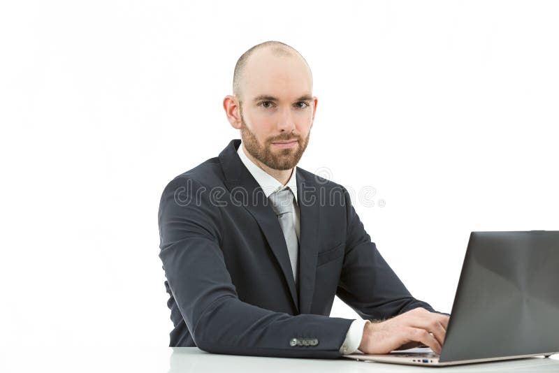 Business Man on Laptop Computer Stock Image - Image of office, male ...