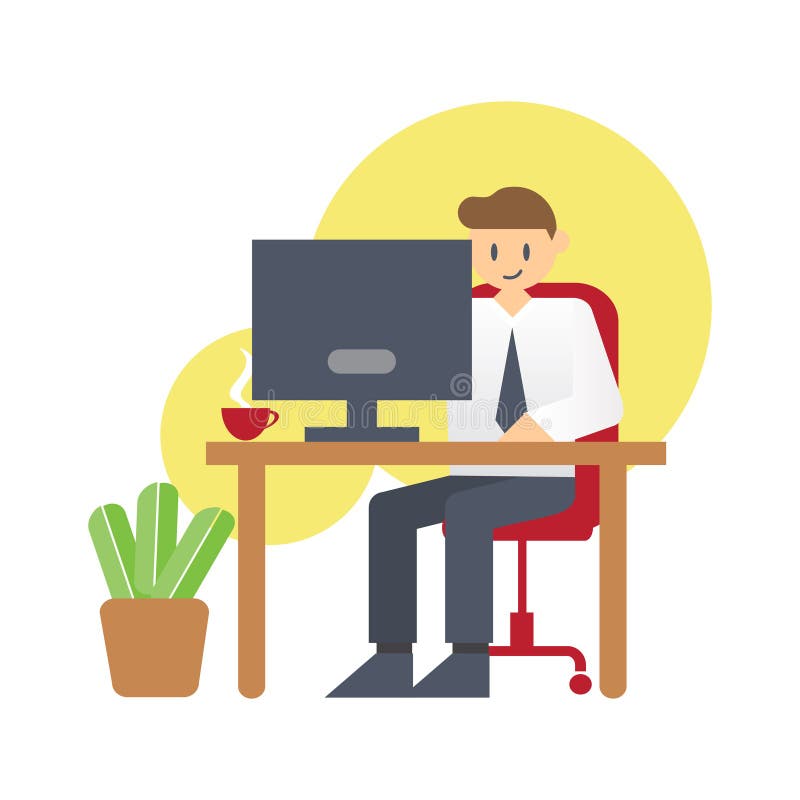 Business Man Computer Vector Stock Illustrations – 108,035 Business Man ...