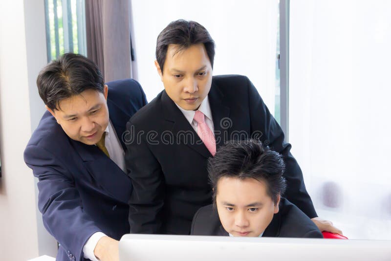 Business Man Working with Desktop Computer Stock Image - Image of ...