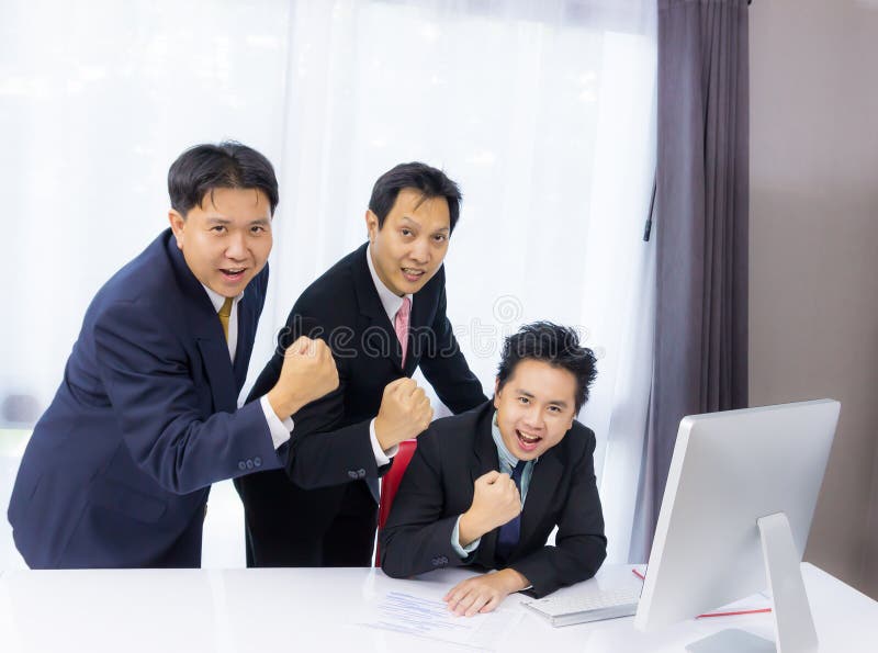 Business Man Working with Desktop Computer Stock Image - Image of ...