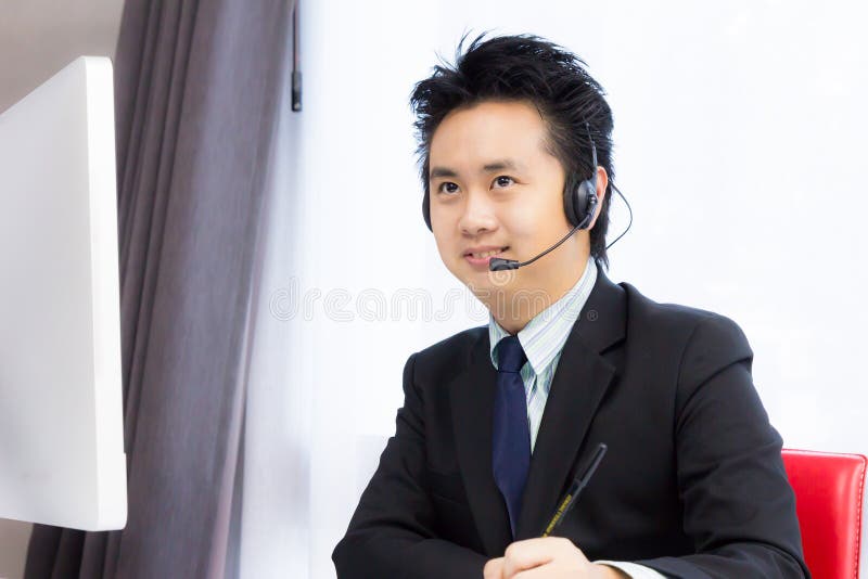 Business Man Working with Desktop Computer Stock Photo - Image of ...