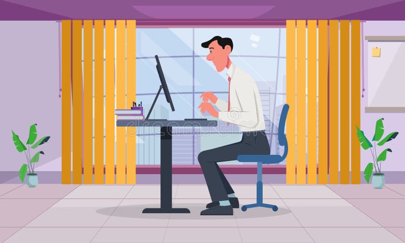 Business Man Working, Employee Working on Computer Stock Vector ...