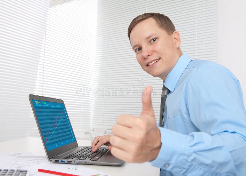 Business Man Working on His Laptop Stock Photo - Image of success ...