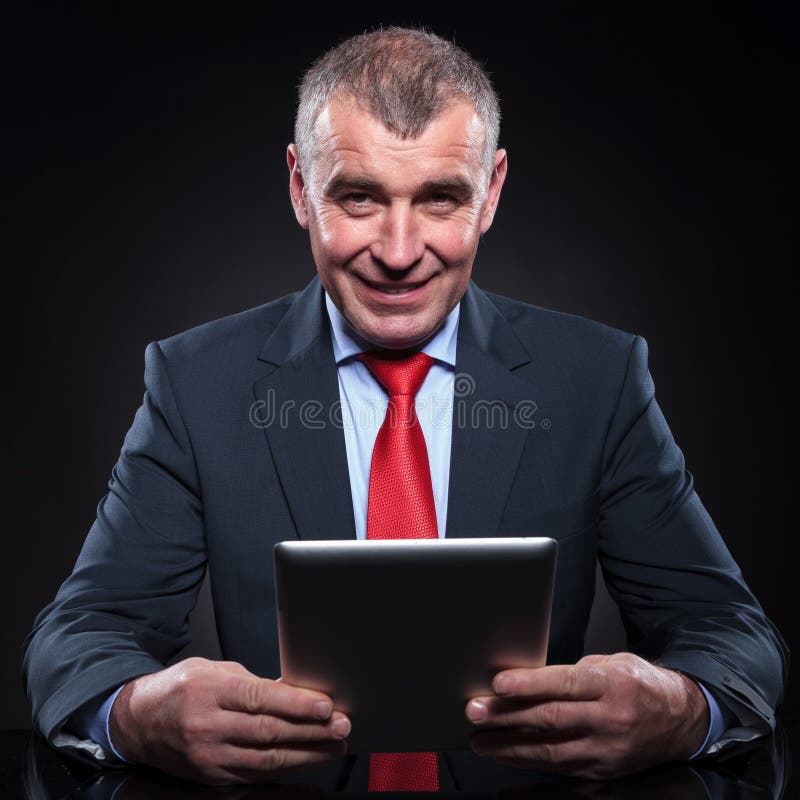 Business Man Working on His Tablet Pad Computer Stock Image - Image of ...