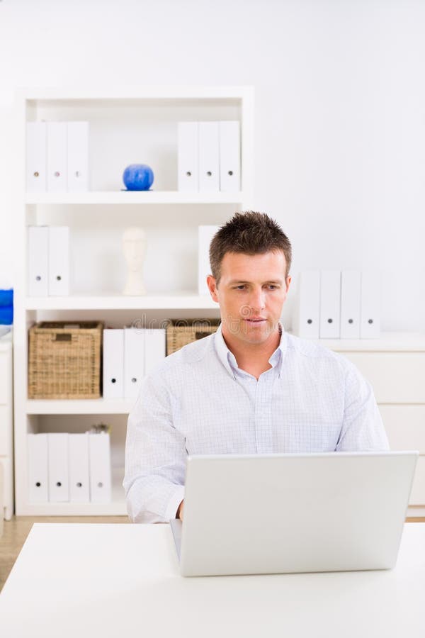 Business Man Working at Home Stock Image - Image of looking, alone: 7638277