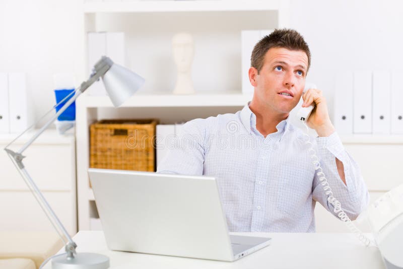 Business Man Working at Home Stock Image - Image of career, calling ...