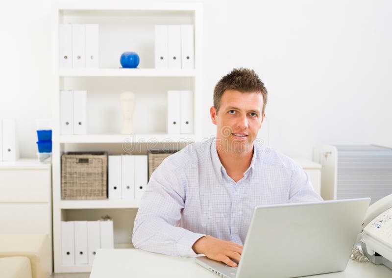 Business Man Working at Home Stock Image - Image of laptop, interior ...