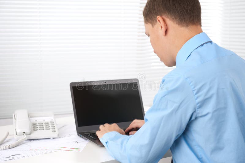 Business Man Working on a Laptop Stock Image - Image of wireless, space ...