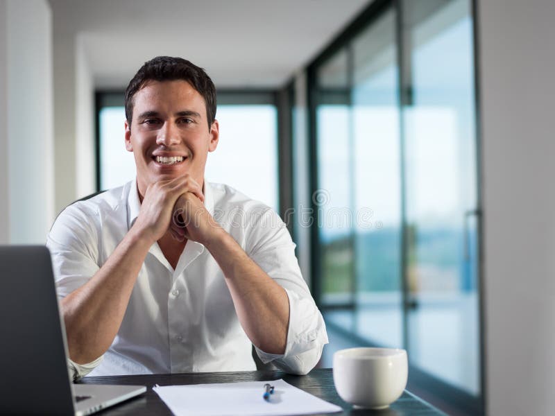 Business Man Working On Laptop Computer At Home Stock Image - Image of ... Business Man Working On Laptop Computer At Home Stock Image - Image of ...