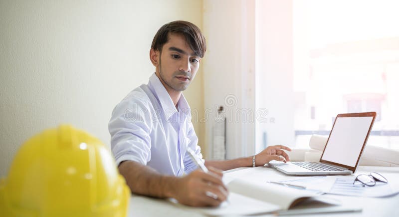 Business Man Working with Laptop and Documents on His Desk Stock Image ...
