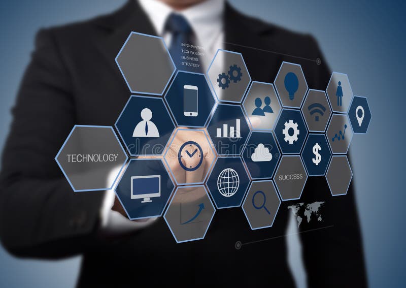 Business Man Working with Modern Computer Interface Stock Illustration ...