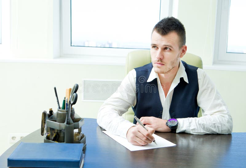 Business Man Working in Office Stock Photo - Image of businesswoman ...