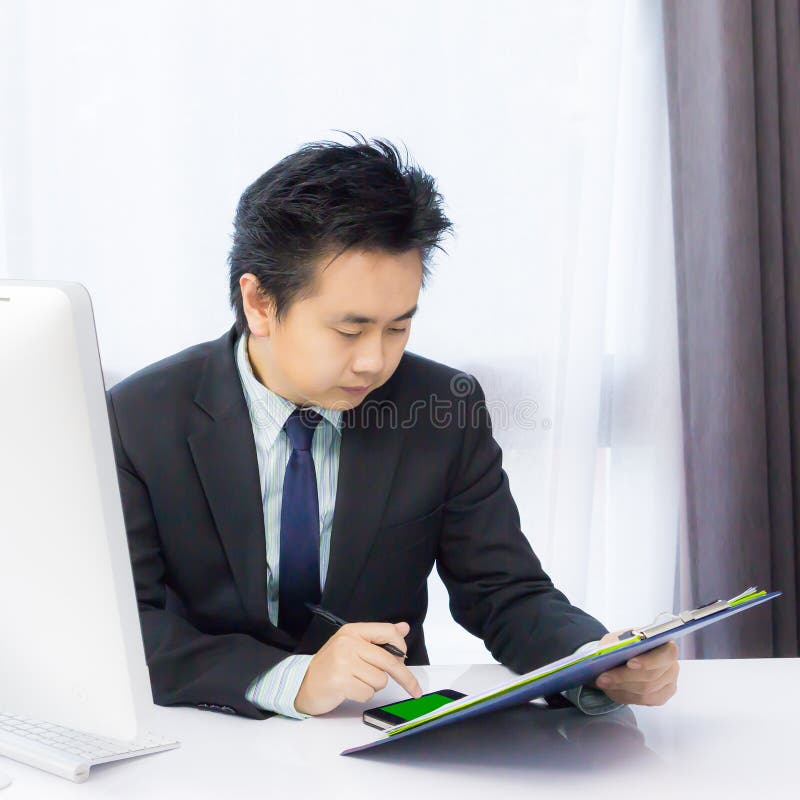 Business man working stock image. Image of smiley, assured - 37873427