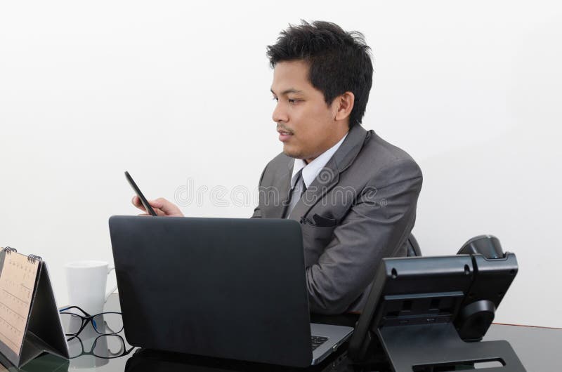 Business Man Working in the Office Stock Image - Image of cyber ...