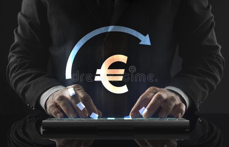 Business Man Working in Office and Icons Appearing Stock Image - Image ...