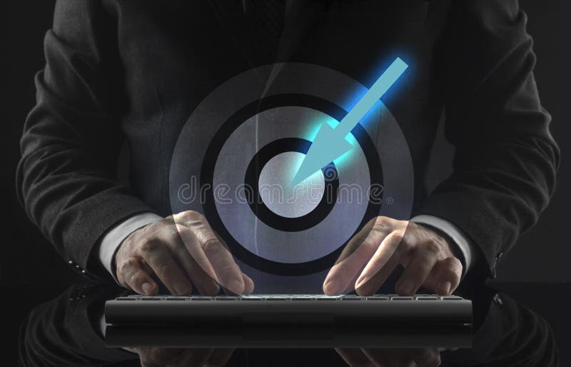 Business Man Working in Office and Icons Appearing Stock Photo - Image ...