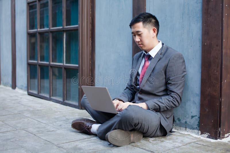 Business Man Working Outdoor - Work Anywhere Concept Stock Image ...