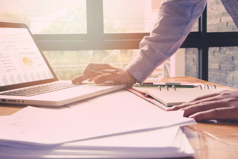 Business Man Working with Paperwork Stock Photo - Image of exam, laptop ...