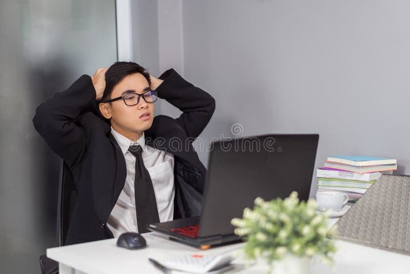 Business Man Working Problem Using Laptop Stock Photo - Image of ...