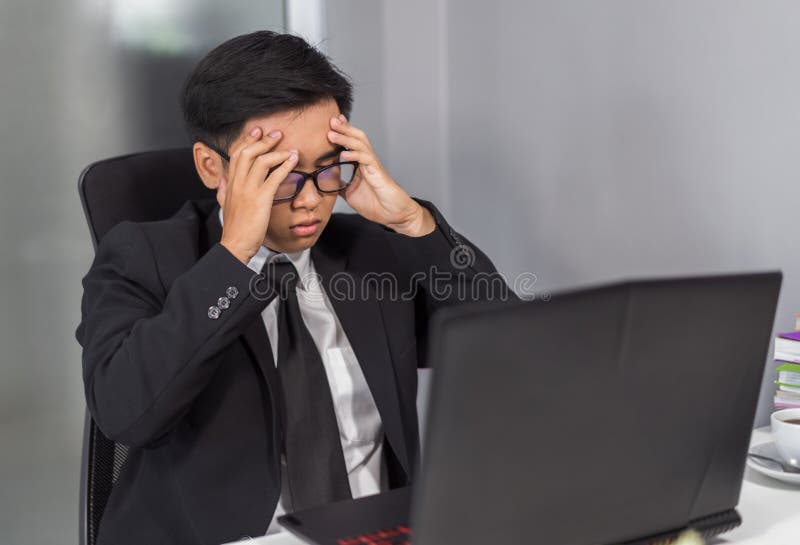 Business Man Working Problem Using Laptop Stock Image - Image of ...