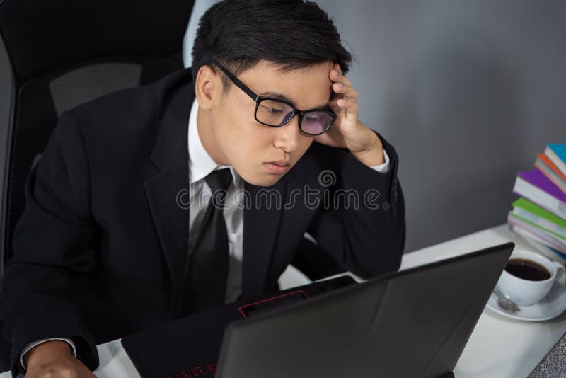 Business Man Working Problem Using Laptop Stock Photo - Image of ...