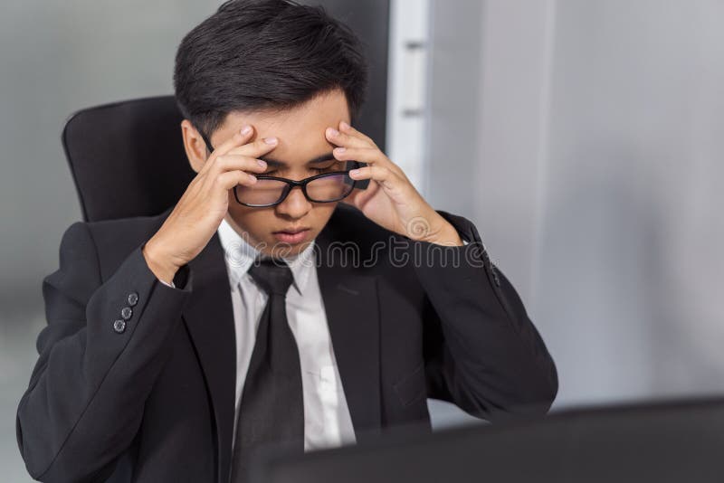 Business Man Working Problem Using Laptop Stock Image - Image of head ...