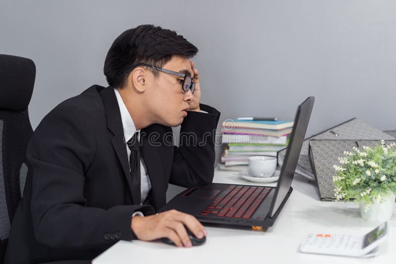 Business Man Working Problem Using Laptop Stock Photo - Image of angry ...