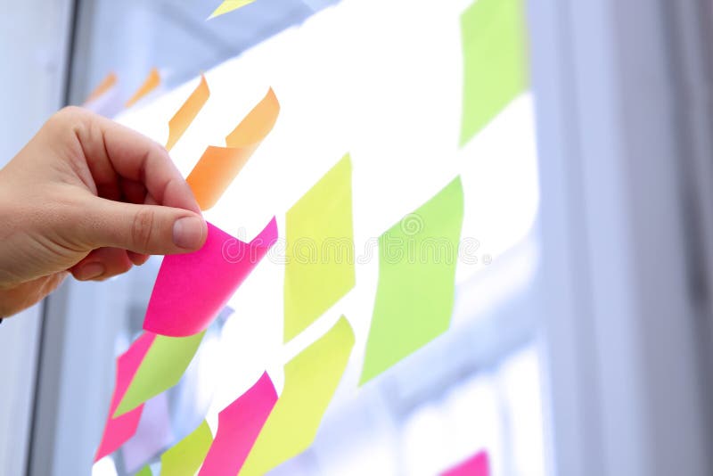 Business Man Working with Stickers in Office Stock Photo - Image of ...