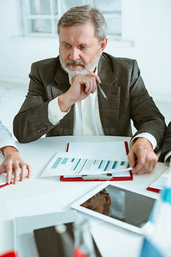 Business Man Working at Table Stock Photo - Image of sitting ...
