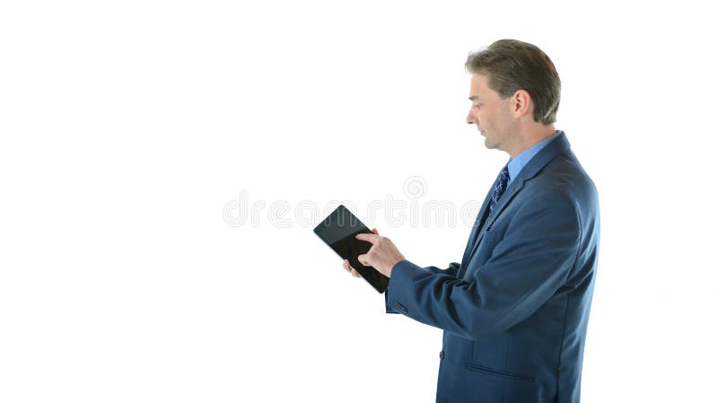 Business Man Working on Tablet Stock Image - Image of people, white ...